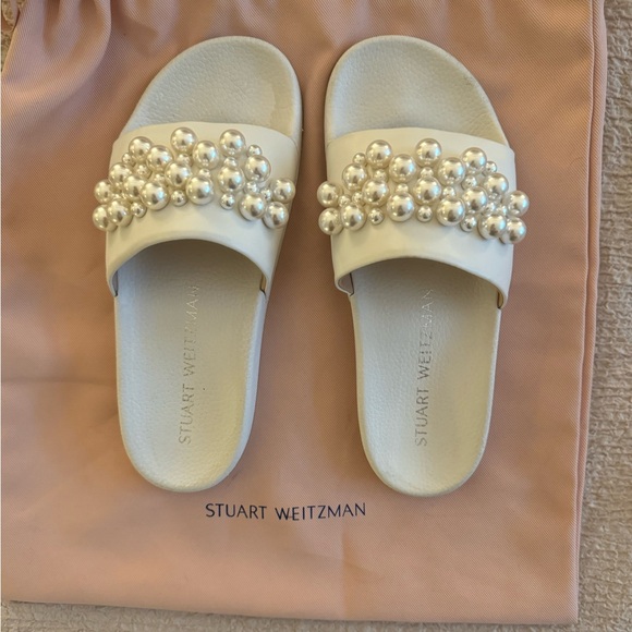 Stuart Weitzman | Shoes | Stuart Weitzman Pearl White Slides | Poshmark
